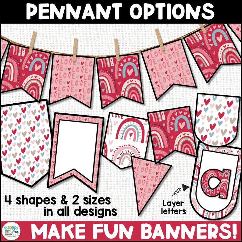 Valentine's Day Bulletin Board Letters and Ideas, Printable Boho ...