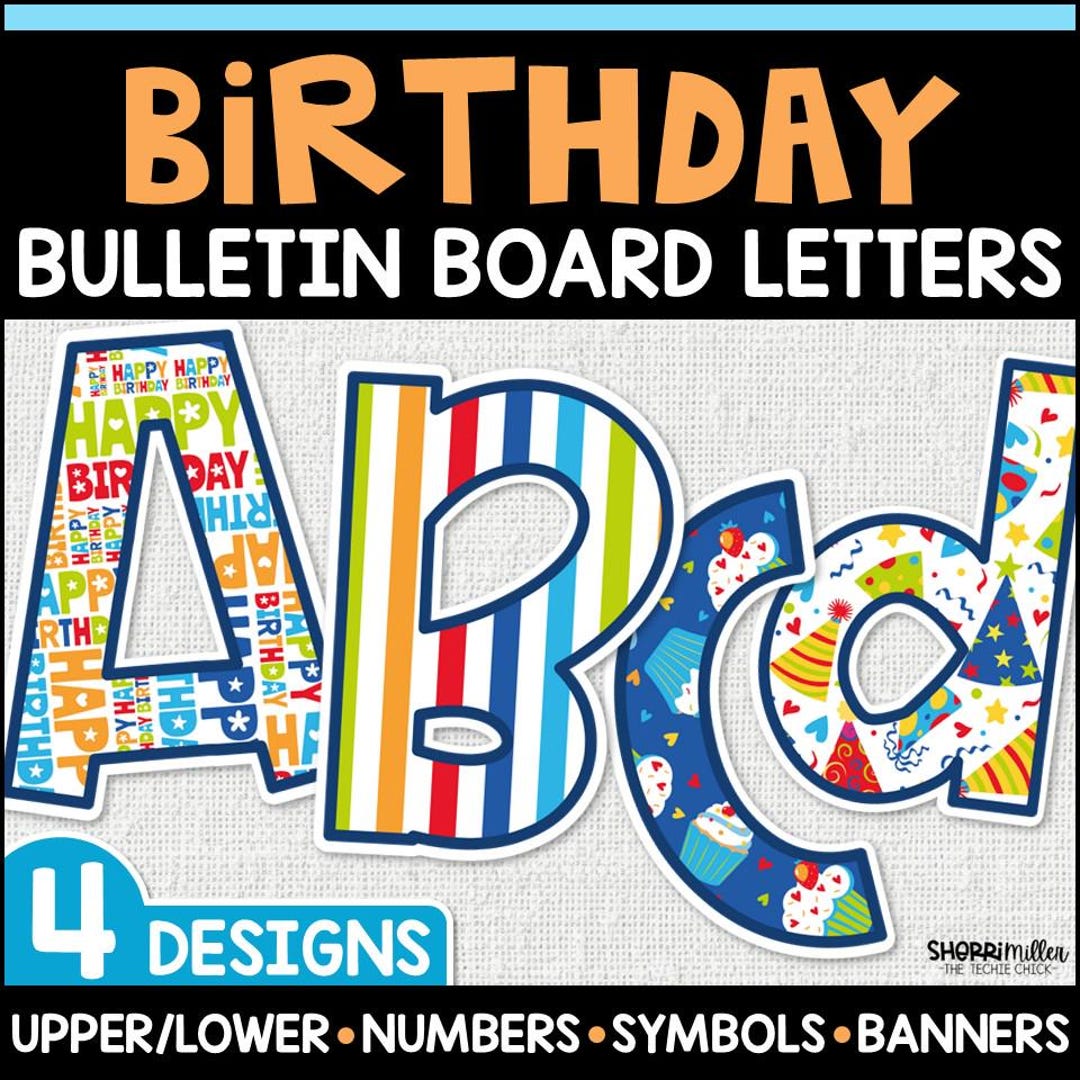 Happy Birthday Bulletin Board Letters and Ideas, Printable Bright ...