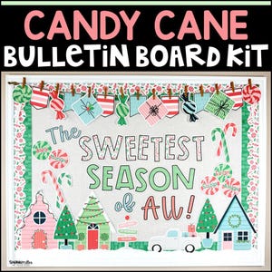 Christmas Candy Cane Bulletin Board Kit & Door Decor, December Bulletin ...