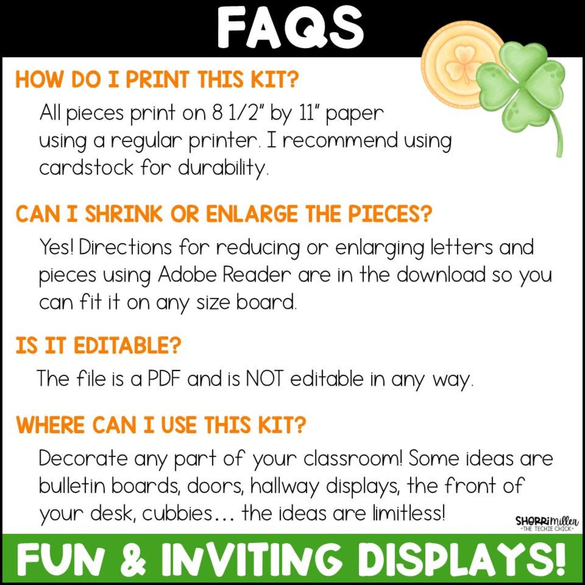 St. Patrick's Day Bulletin Board Kit, March Decor Bundle, Spring Door ...