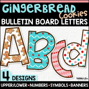 Christmas Gingerbread Cookie Bulletin Board Letters Numbers Banners ...