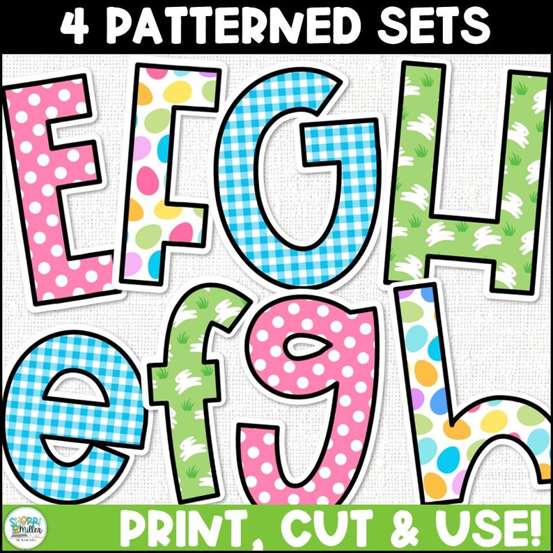 Easter Bulletin Board Letters Numbers Banners, April Bunny & Eggs ...
