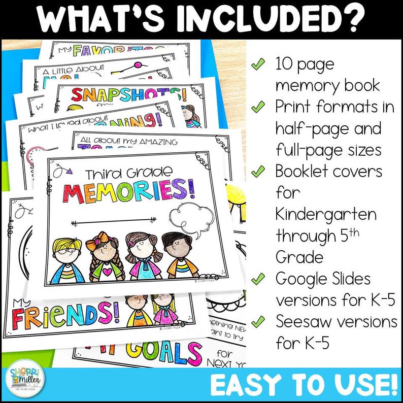 End of the Year Memory Book, Kindergarten 1st 2nd 3rd 4th 5th Grade ...