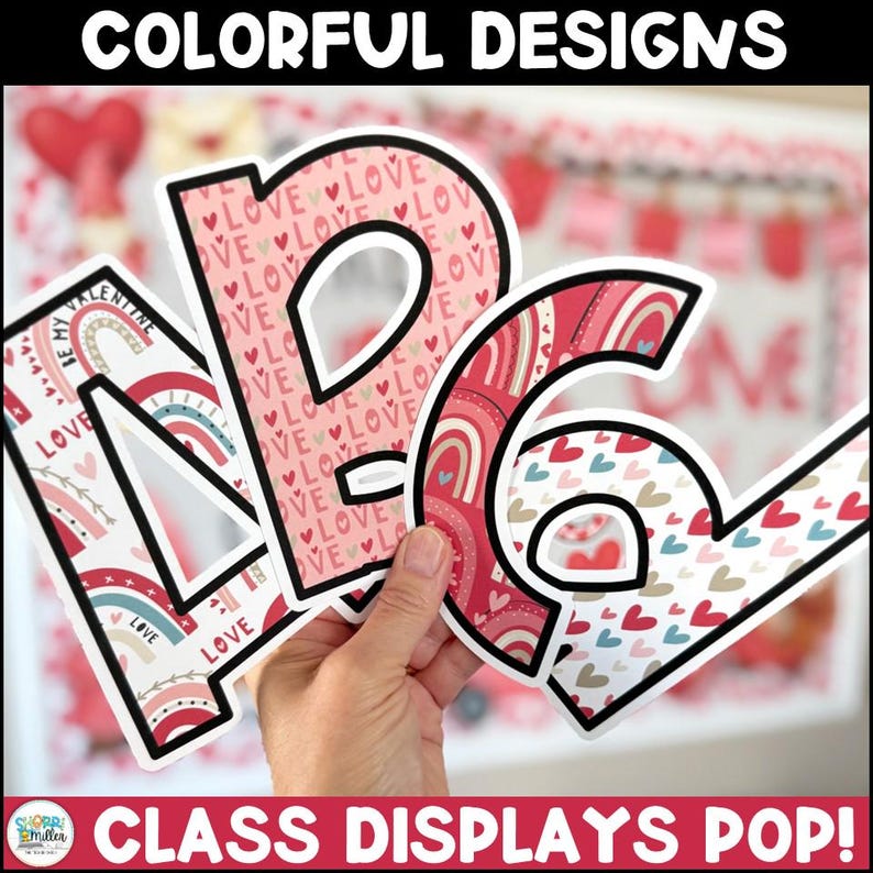 Valentine's Day Bulletin Board Letters and Ideas, Printable Boho ...