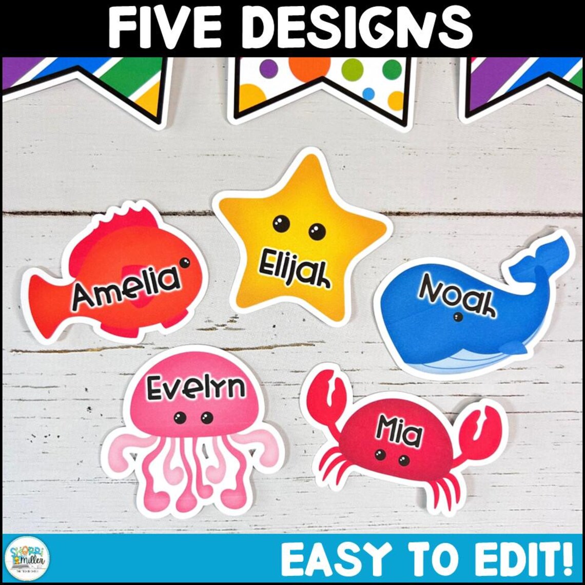 Under the Sea Editable Name Tags for Summer Ocean Bulletin Board ...