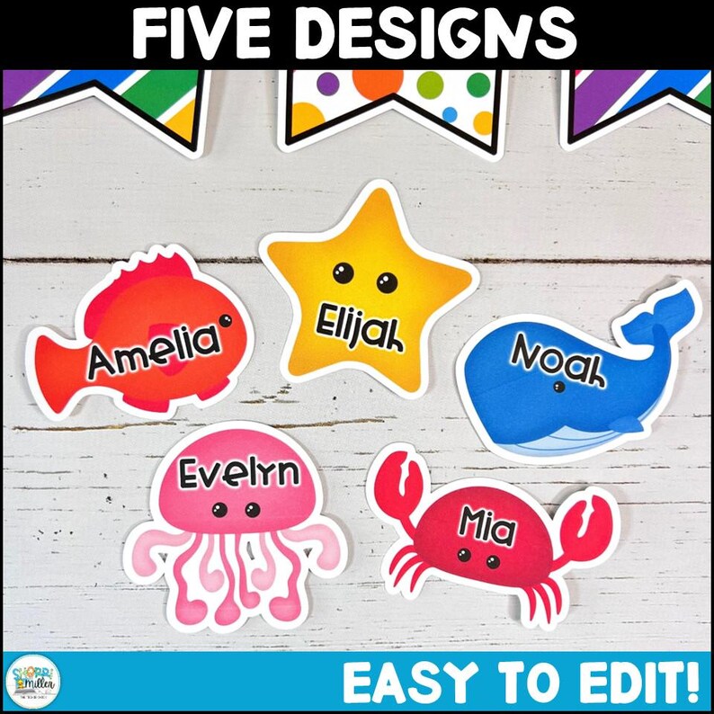 Under the Sea Editable Name Tags for Summer Ocean Bulletin Board ...
