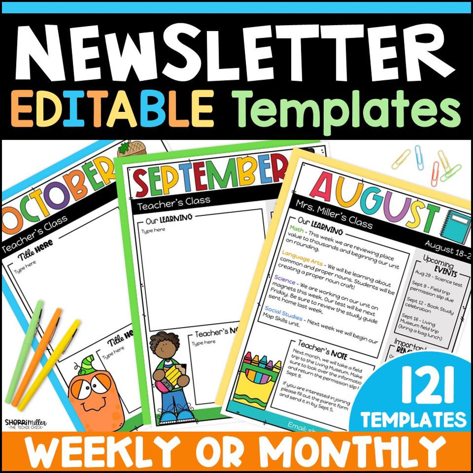 Editable Classroom Newsletter Templates, Weekly or Monthly Newsletters ...