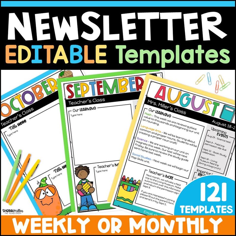 Editable Classroom Newsletter Templates, Weekly or Monthly Newsletters ...
