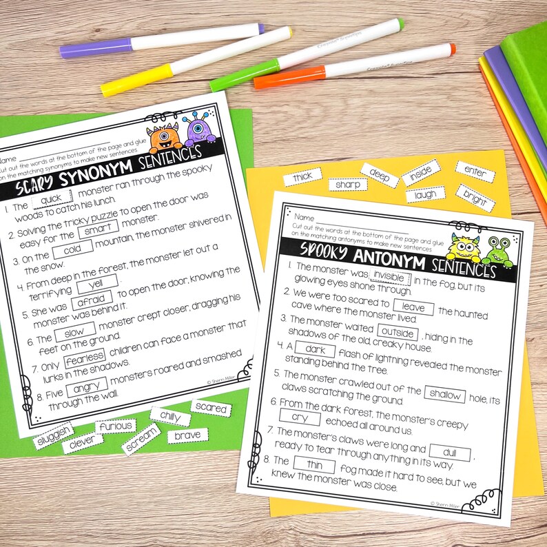 Synonyms and Antonyms Worksheets, 2nd 3rd and 4th Grade and Homeschool ...