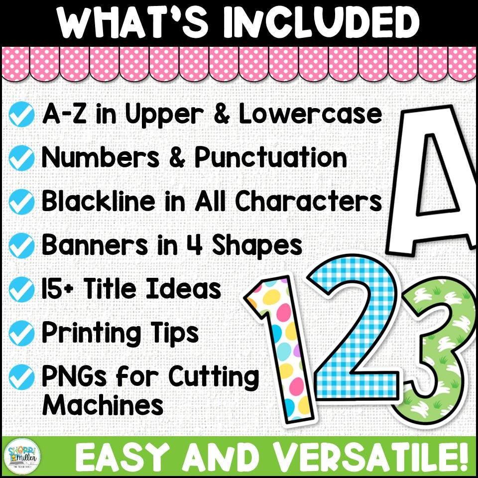 Easter Bulletin Board Letters Numbers Banners, April Bunny & Eggs ...