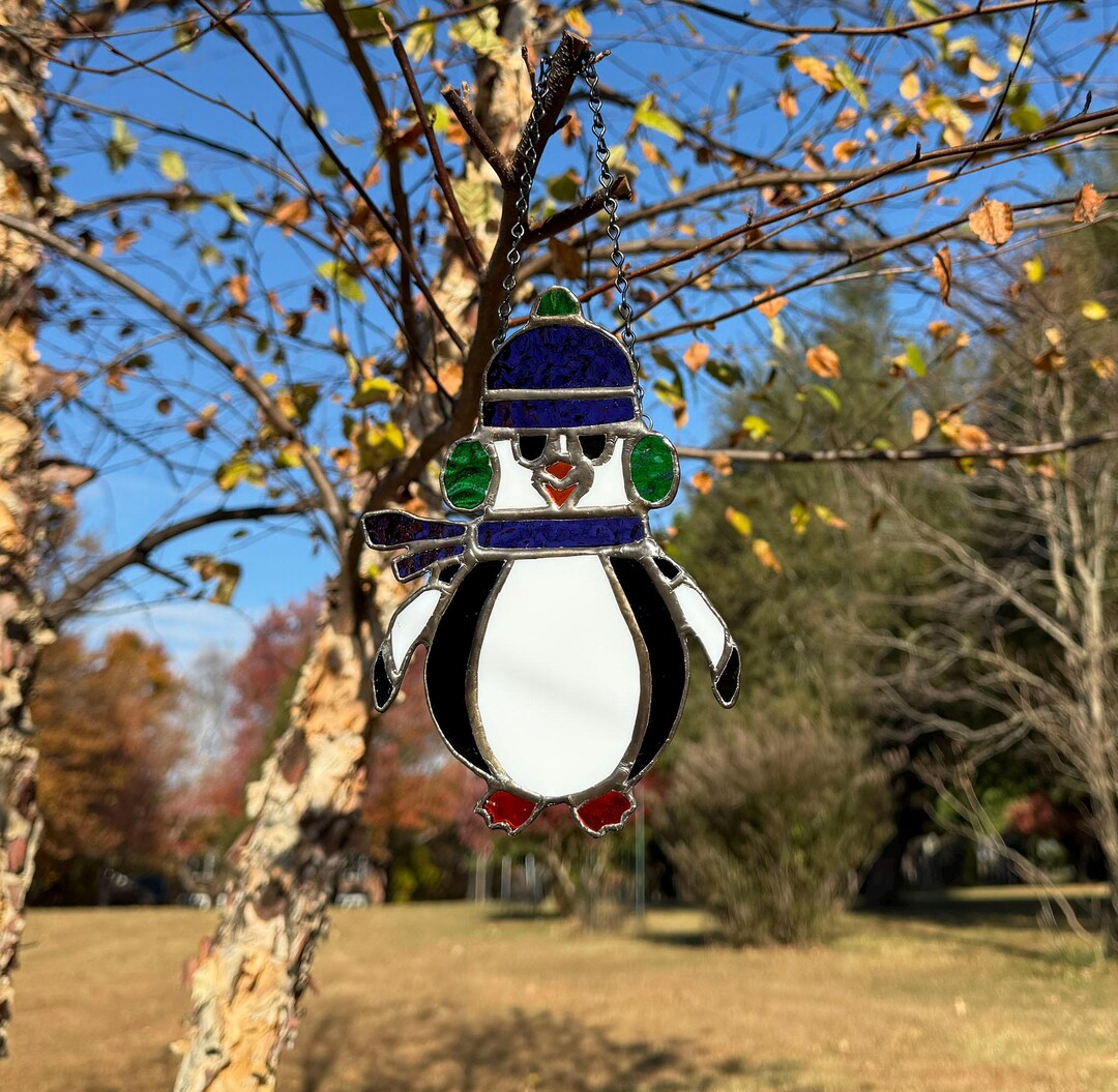 Stained Glass Penguin Suncatcher | Christmas Ornament - Etsy