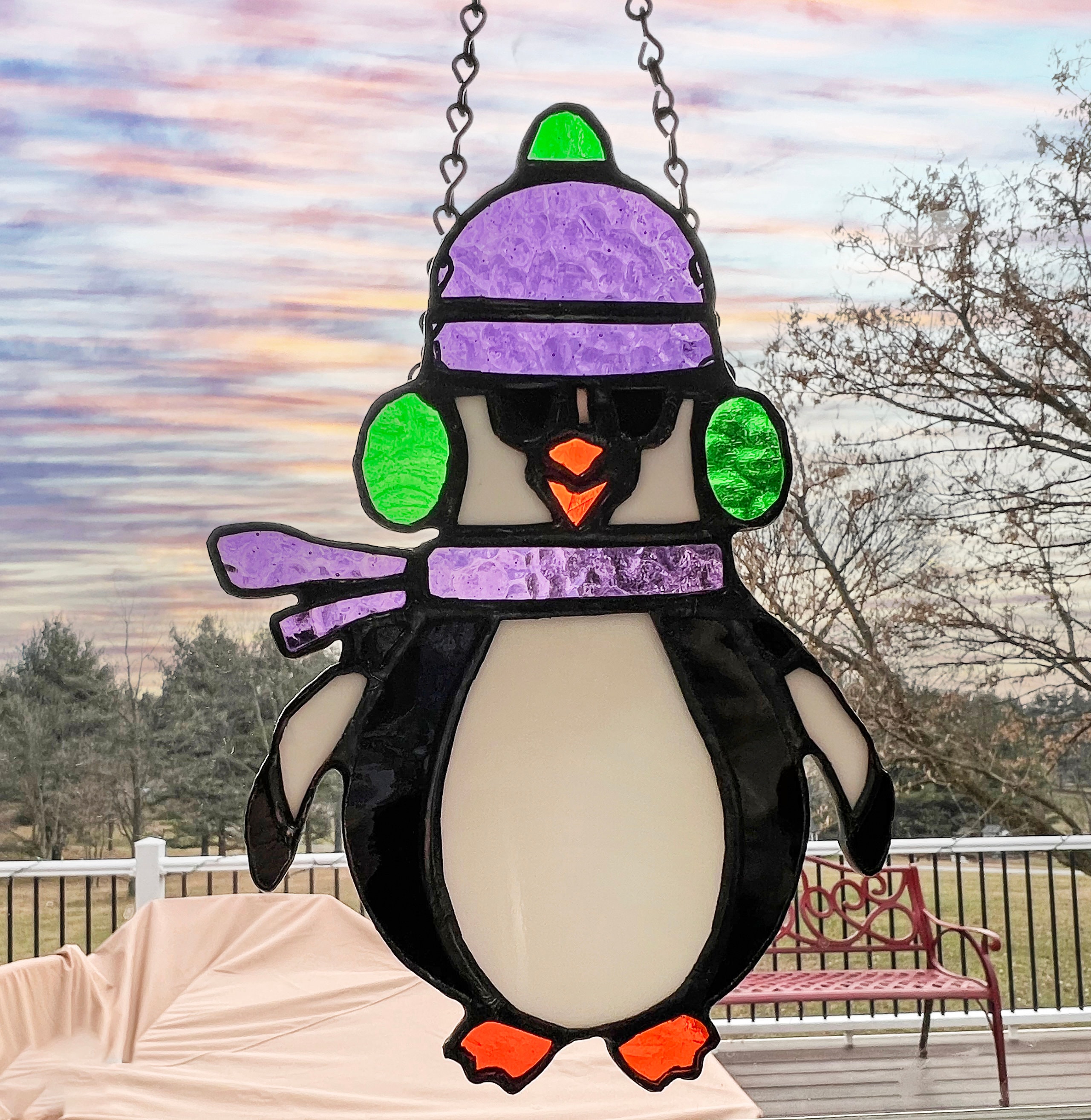 Stained Glass Penguin Glass Window Art Penguin Nature - Etsy