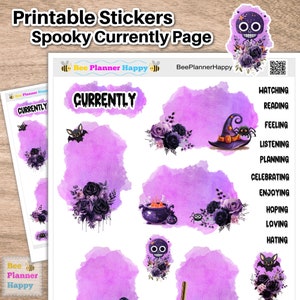 Cute Spiders and Black Cat Stickers for Halloween October Planners ...