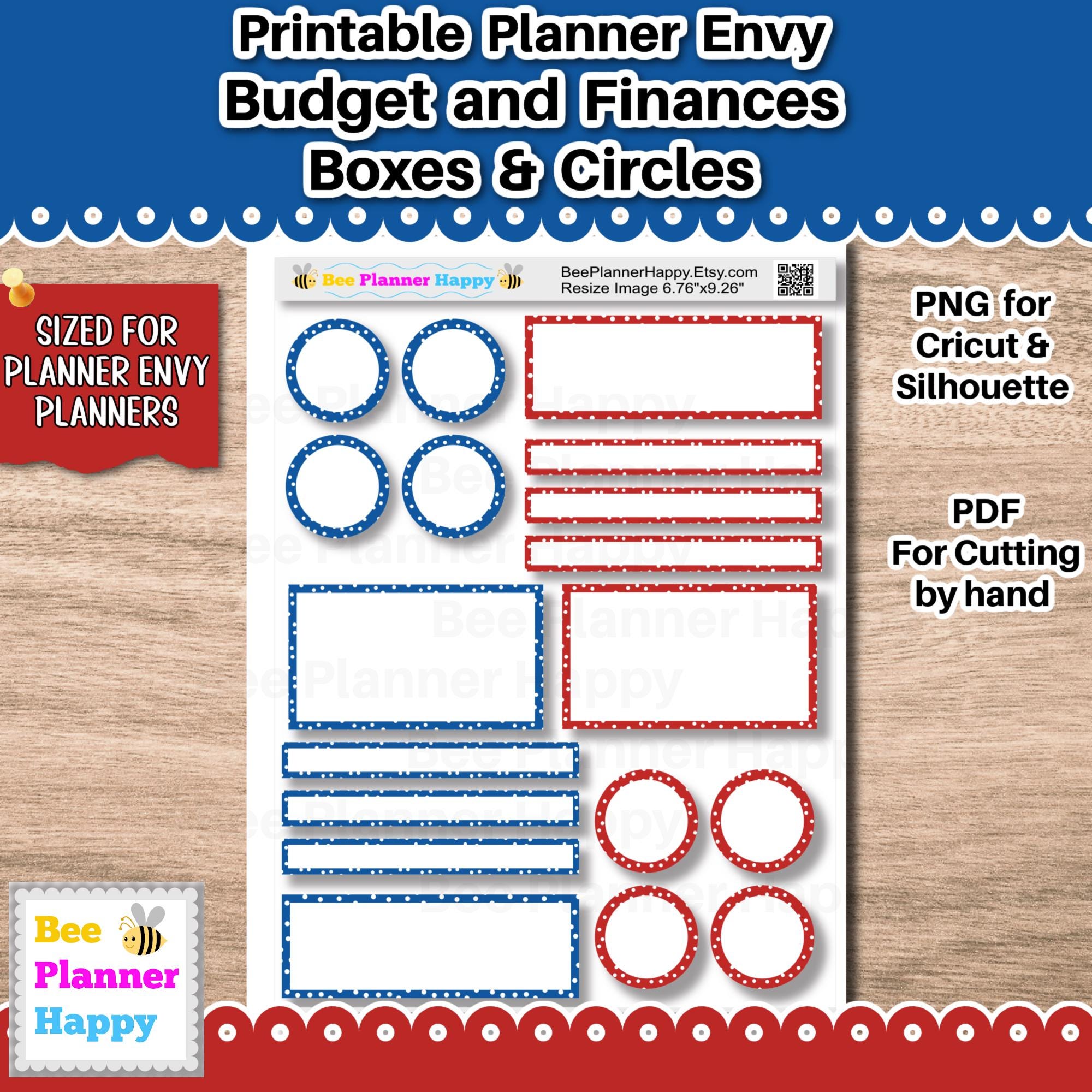 Printable Budget Page Planner Stickers ~ Red, White and Blue Polka Dot ...