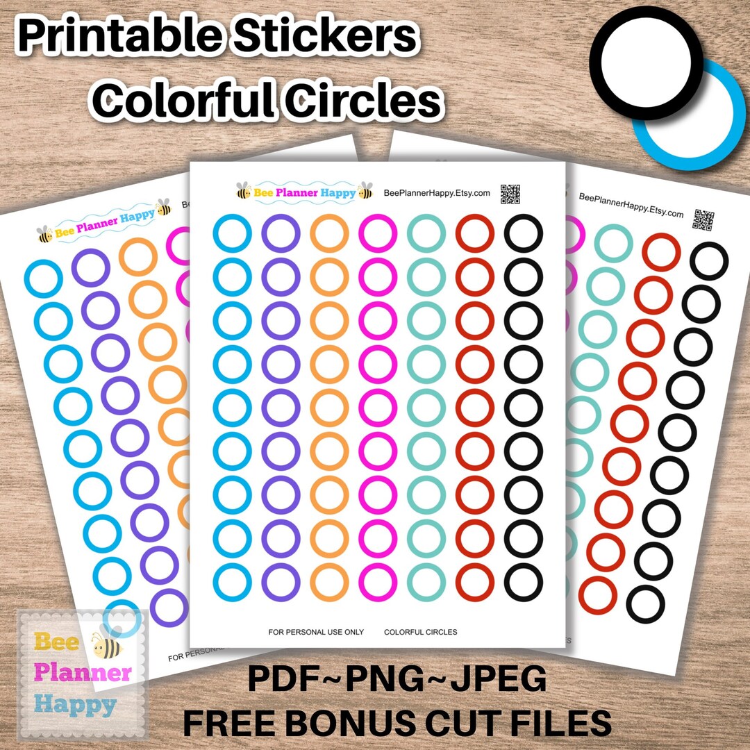 Printable Colorful Circle Stickers for Planners, Journals, Diaries ...