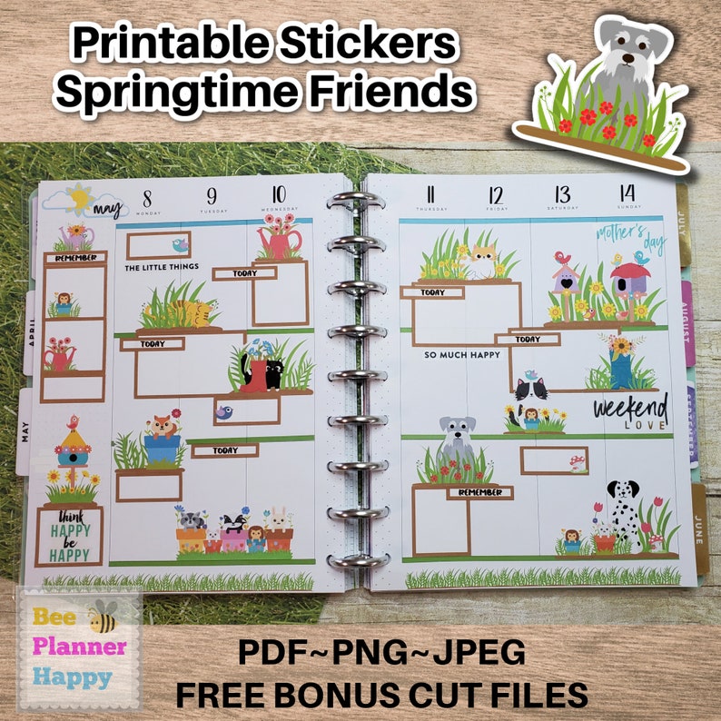 Printable Stickers of Springtime Friends With Classic Size Boxes for ...
