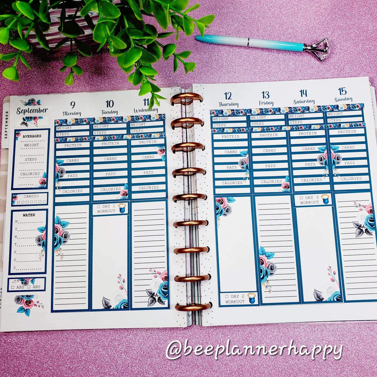 Printable Fitness Macro Box Stickers ~ Teal Florals Boxes Fit HP ...