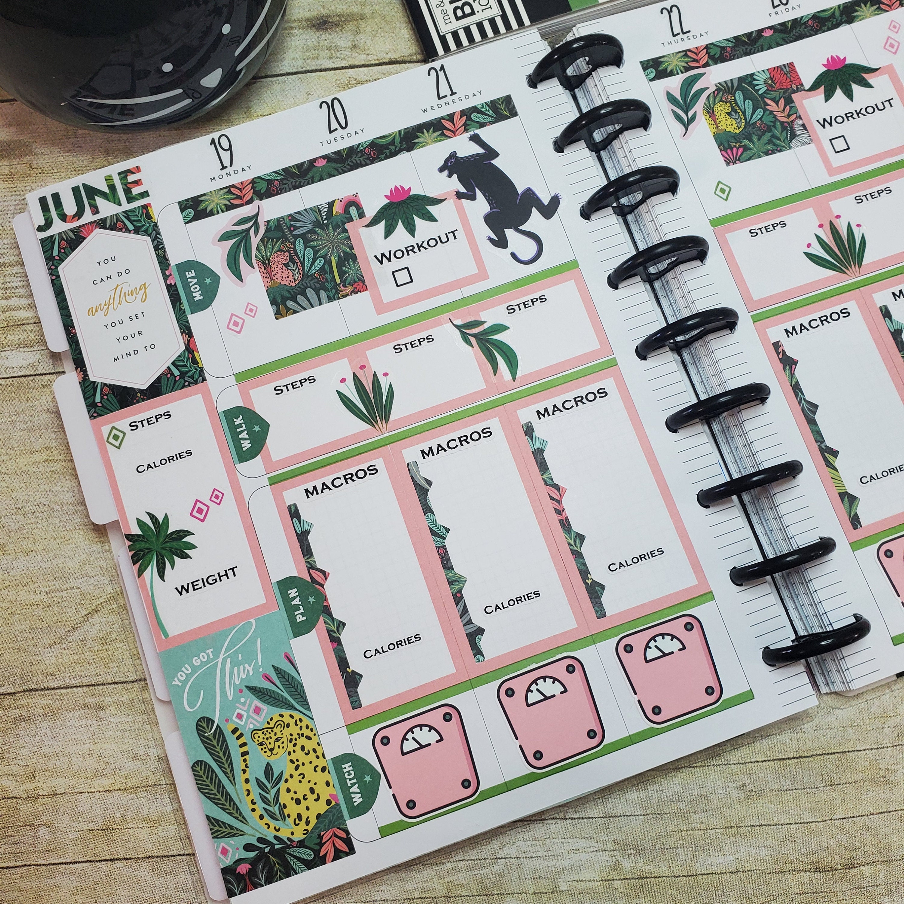 Printable Fitness Planner Box Stickers ~ Coral Color Boxes Fit HP ...