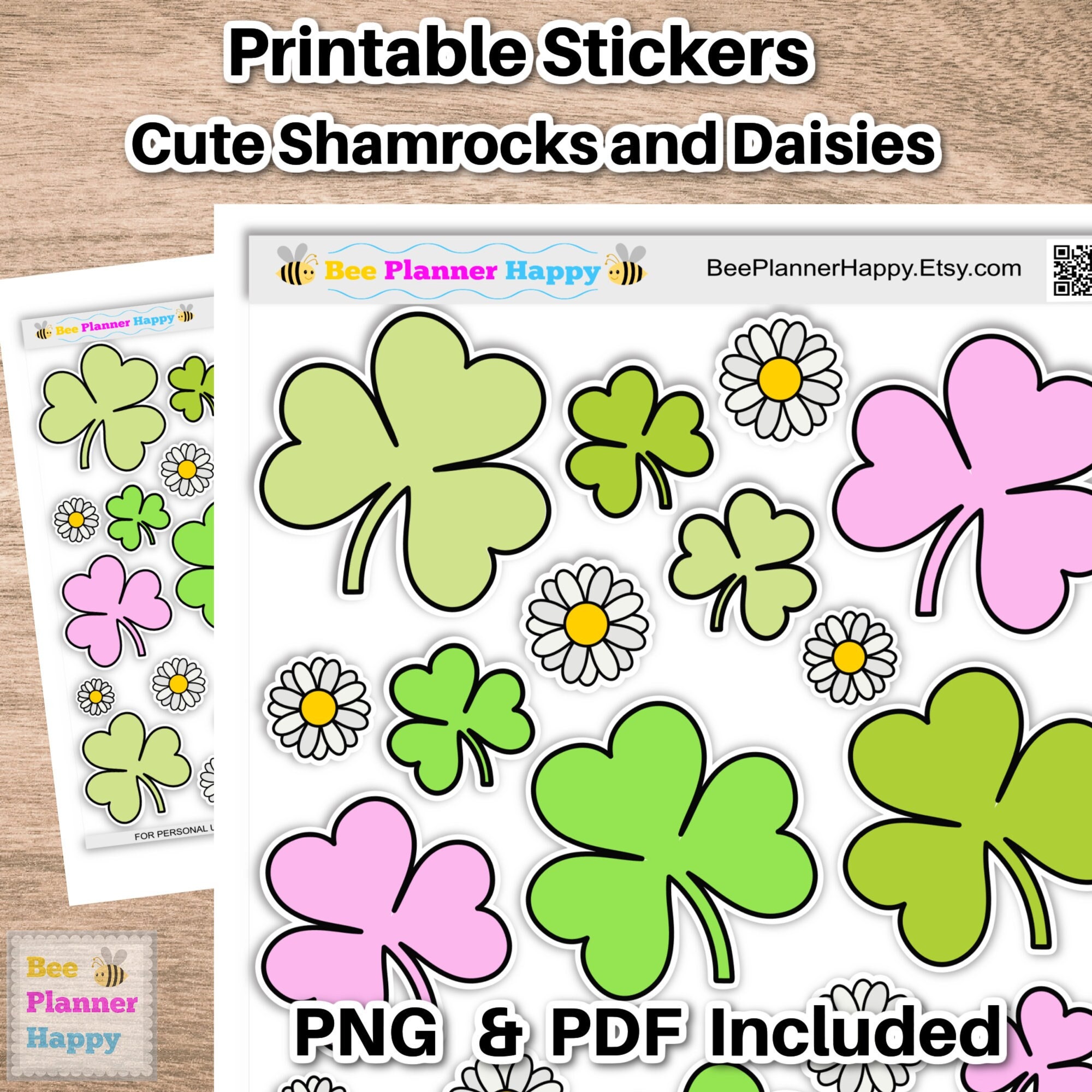 Printable Shamrock Clover Stickers for Decorating Planners, Journals ...