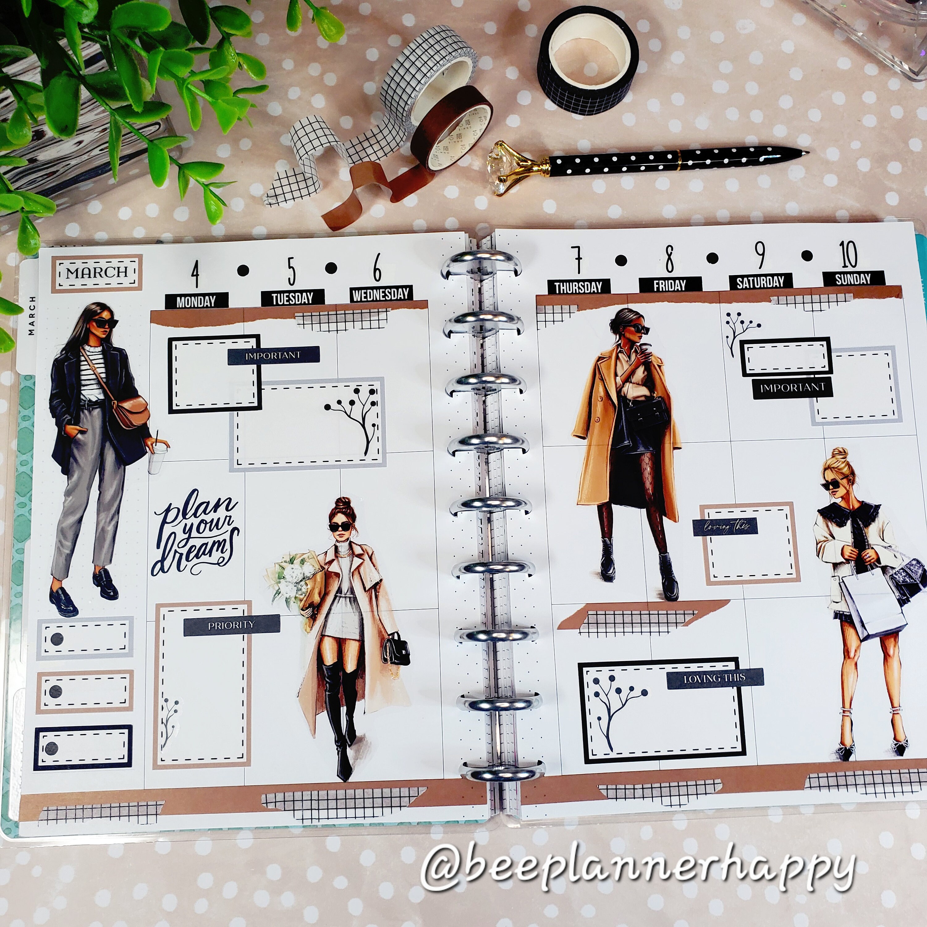 Printable Planner Box Stickers ~ Black Gray and Brown Decorative Dash ...