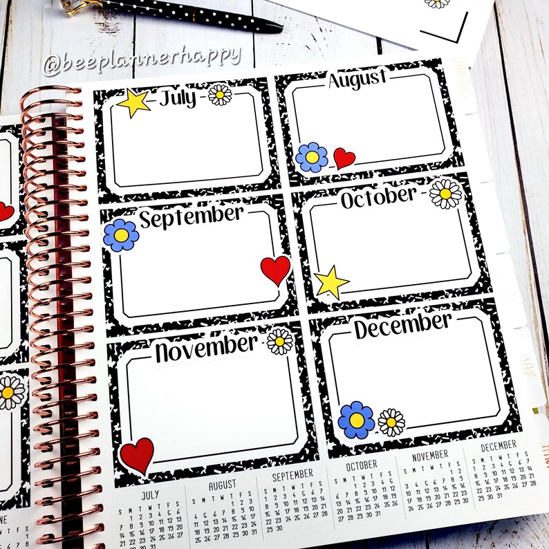 Printable Planner Envy Year at a Glance Sticker Kit With Boxes and ...