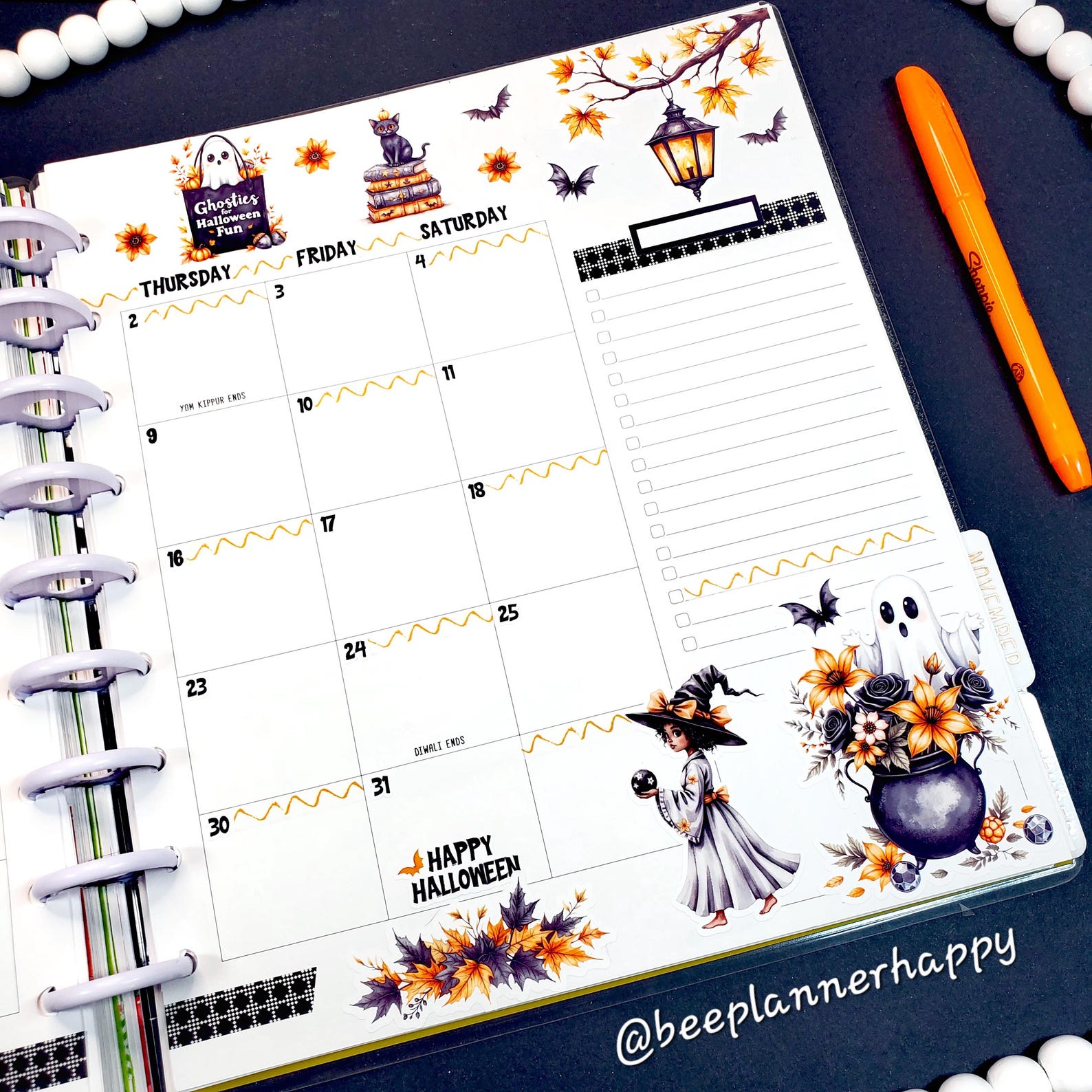 Printable October Monthly Planner Stickers ~ Halloween Ghosts and Fall ...