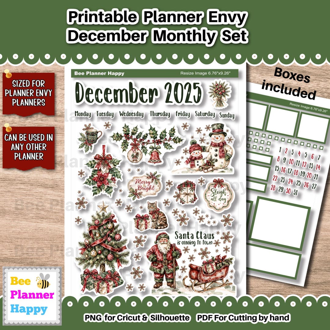 Printable December Monthly Planner Envy Set Christmas Stickers for ...
