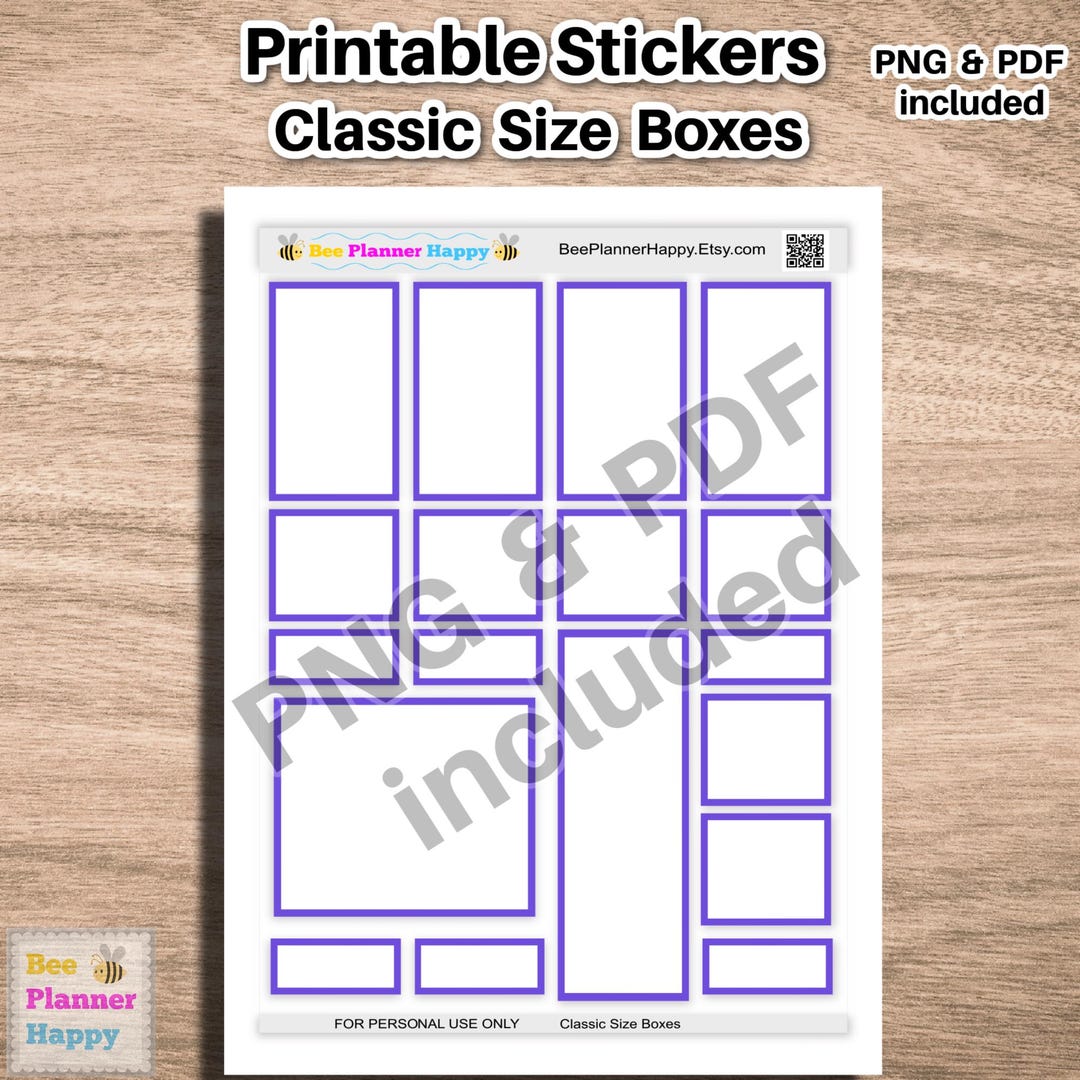 Purple Printable Planner Box Stickers | Purple Journal Boxes | Happy ...