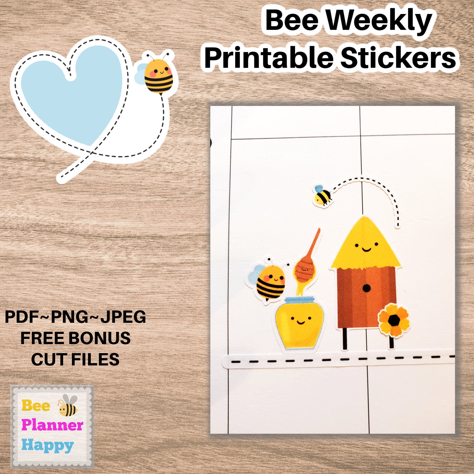 Printable Bumblebee Weekly Sticker Pages Cute Bees, Blue Boxes, Words ...