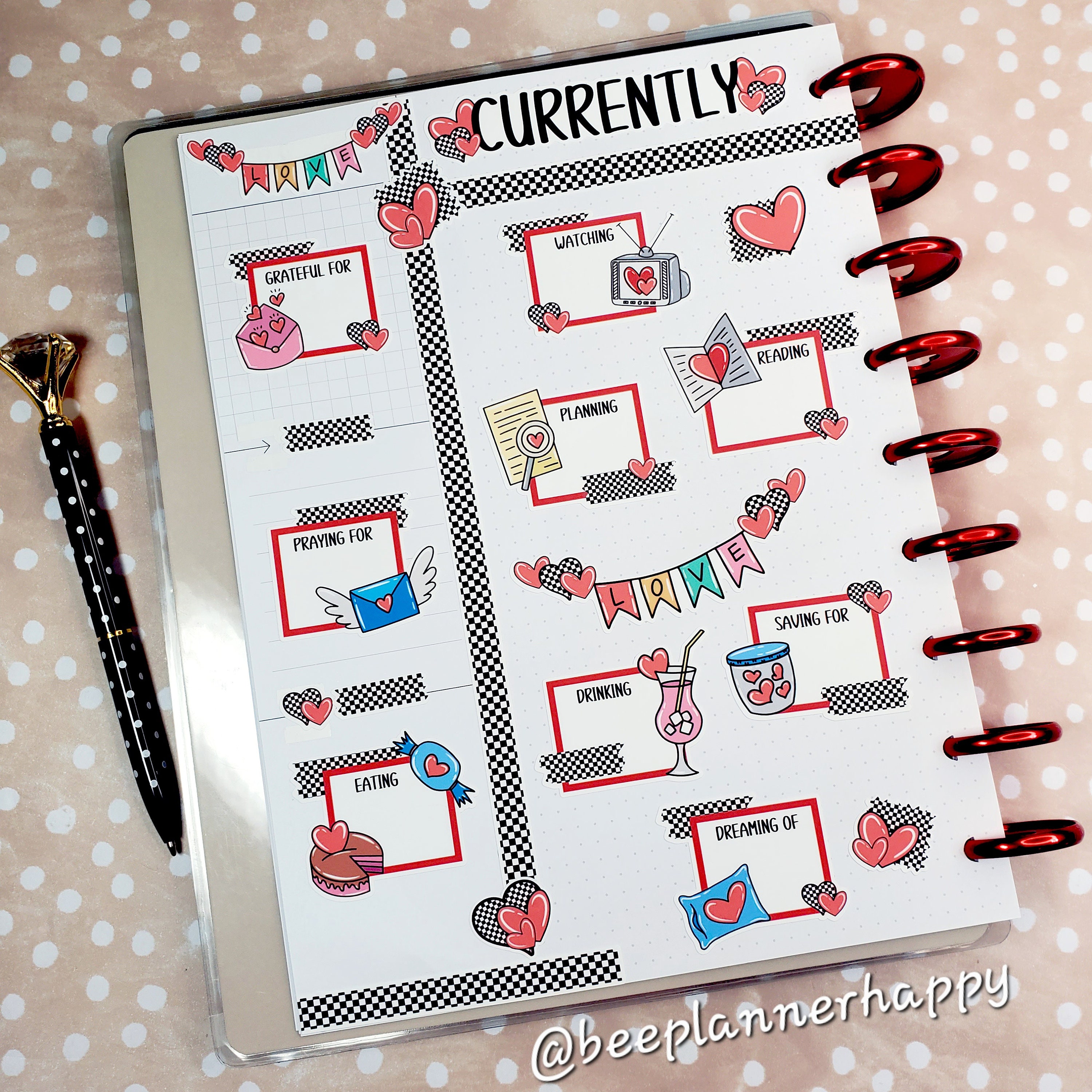 Printable Currently Page Stickers ~ Cute Hearts Valentines Theme for ...