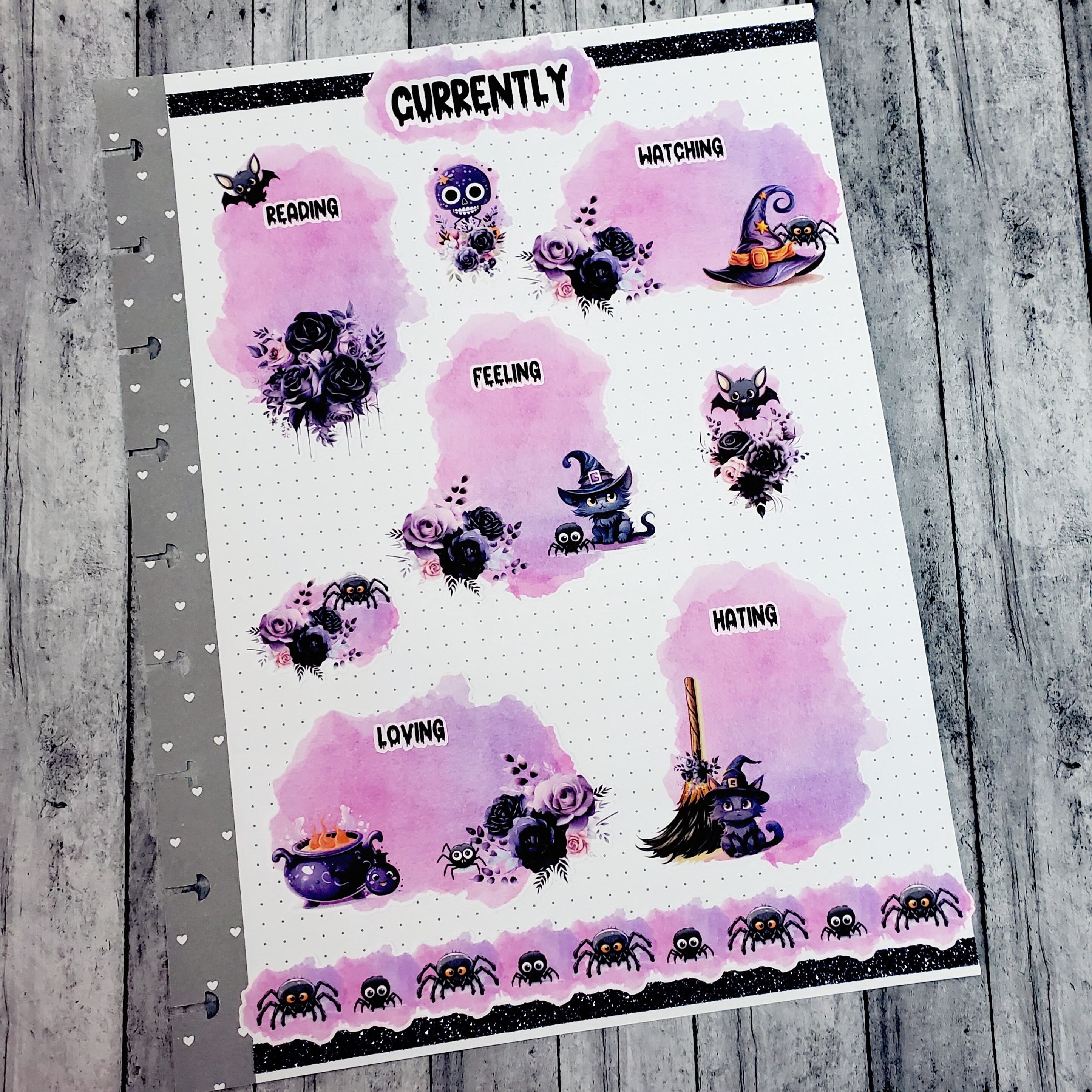 Cute Spiders and Black Cat Stickers for Halloween October - Etsy