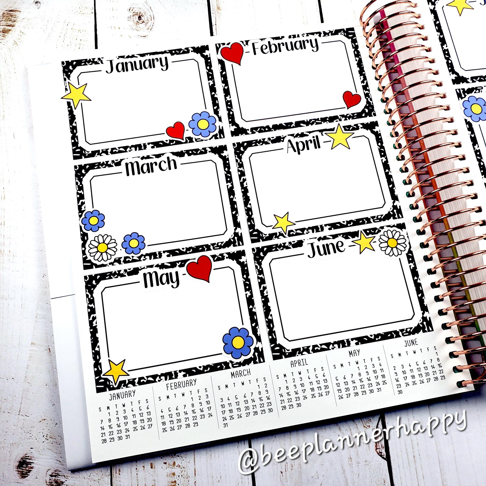 Printable Planner Envy Year at a Glance Sticker Kit With Boxes and ...