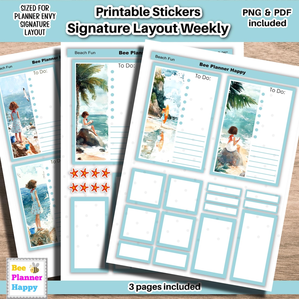 Beach Fun Printable Stickers for Planner Envy Signature Layout | Summer ...
