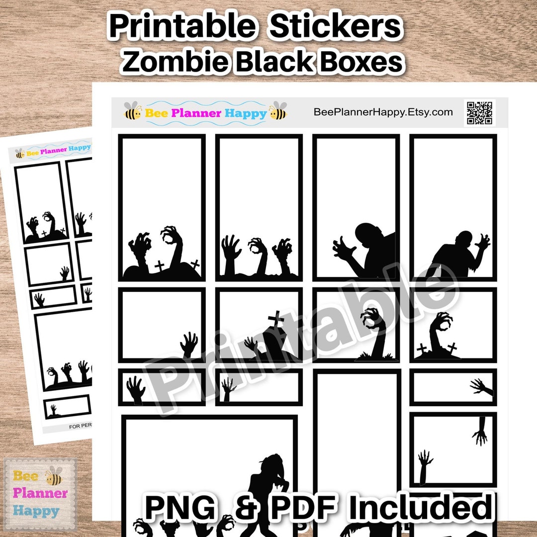 Printable Zombie Planner Box Stickers ~ Planner Boxes Fit HP Classic ...