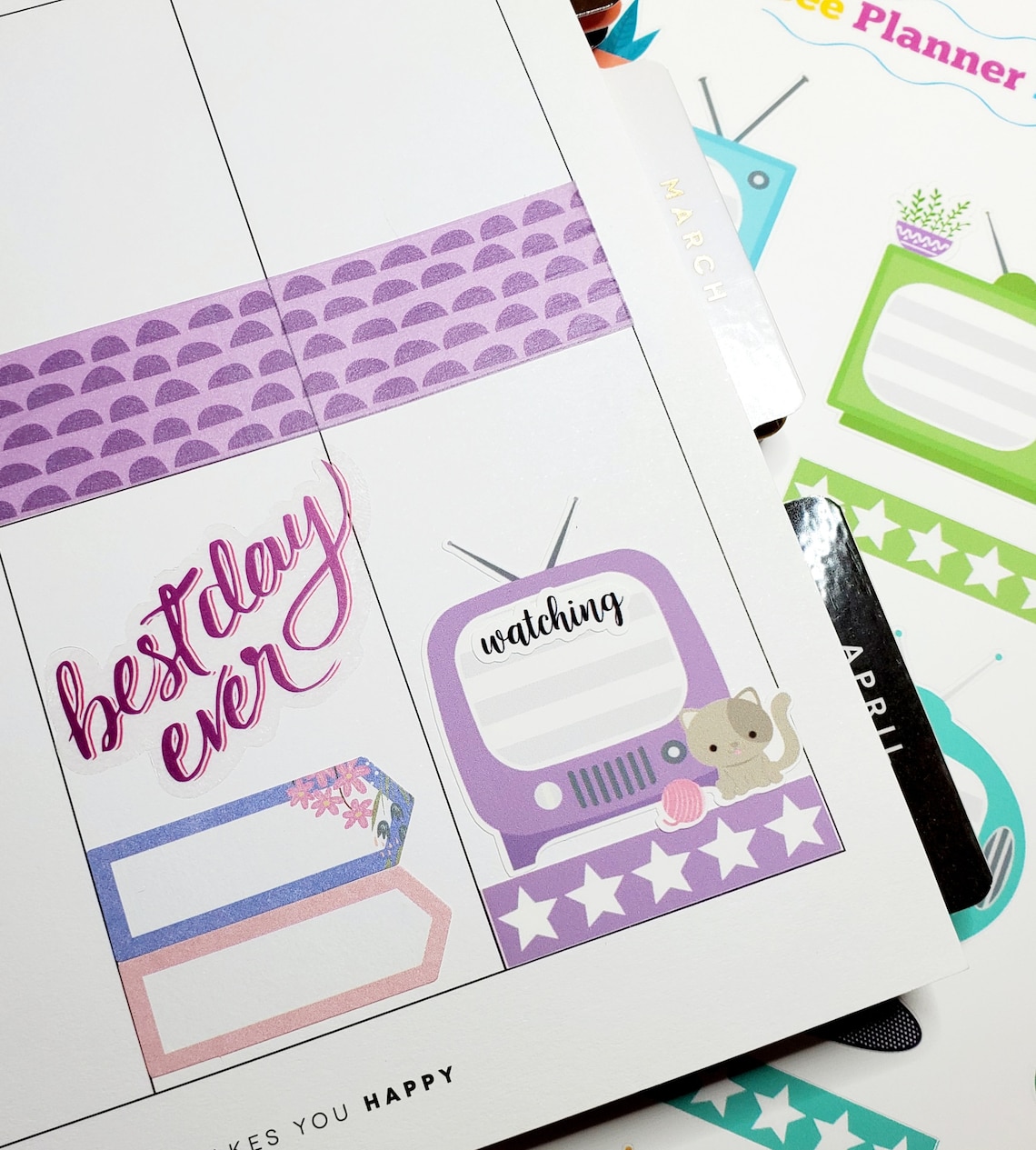 Printable Retro TV Stickers for Planners Journals Diaries - Etsy