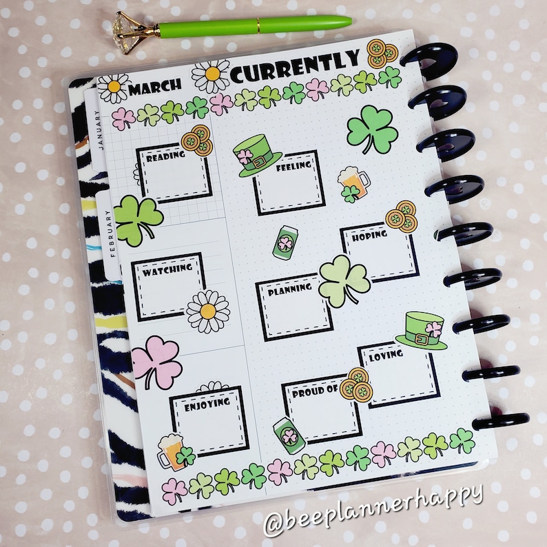 Printable Currently Page Stickers St. Patrick's Day for Planners ...