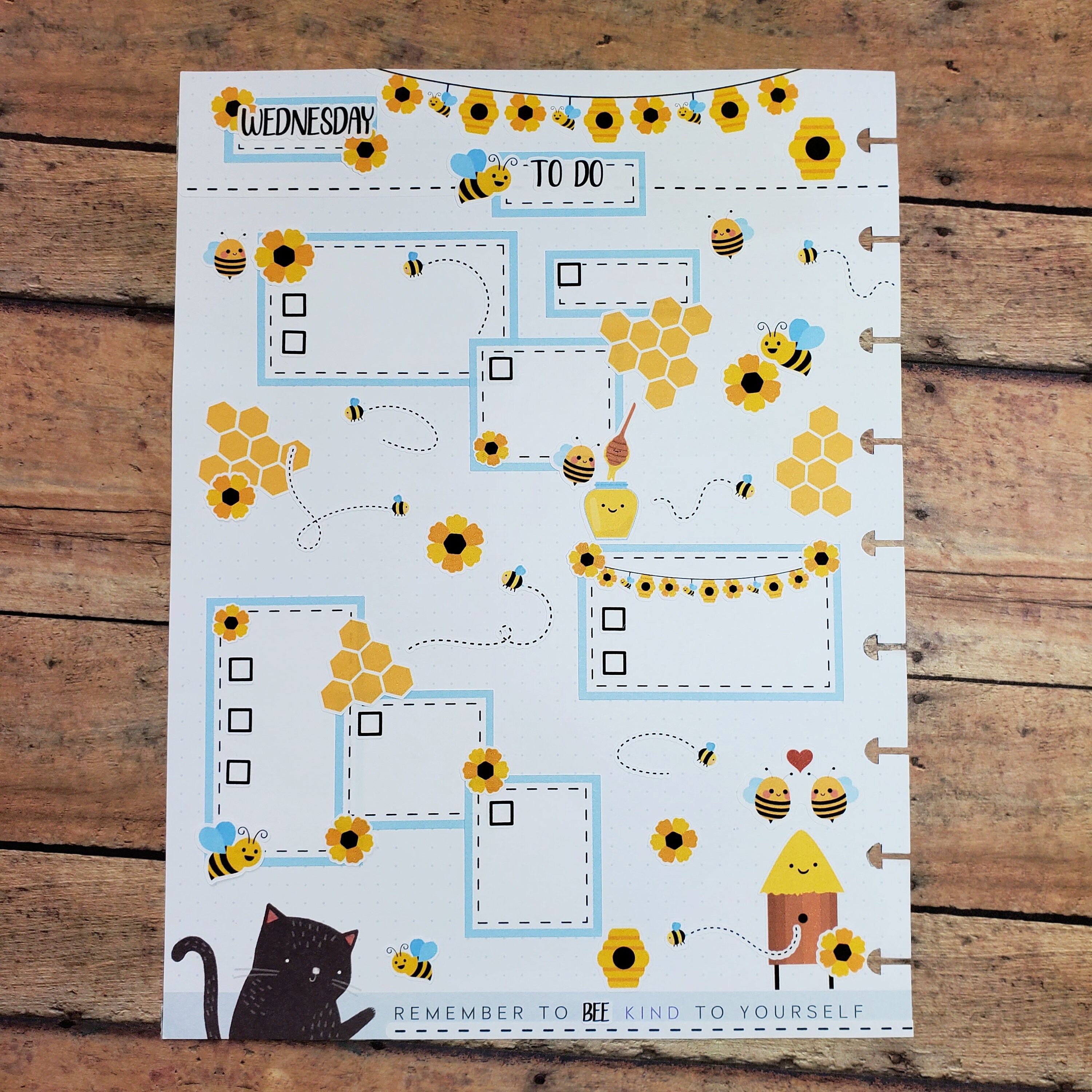 Printable Bumblebee Weekly Sticker Pages Cute Bees, Blue Boxes, Words ...