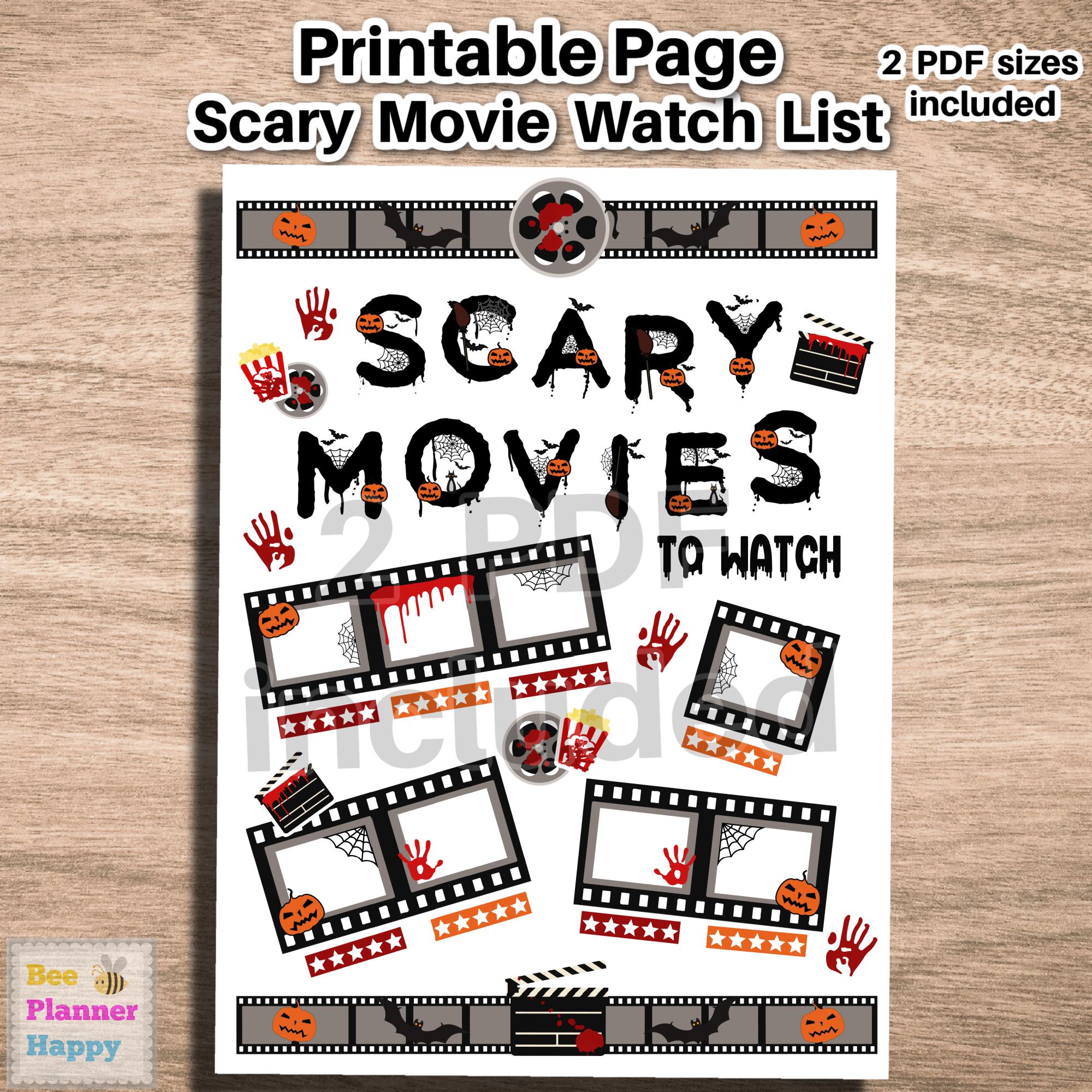 Printable Scary Movie Watch List ~ Halloween Movie Tracker ~ October ...