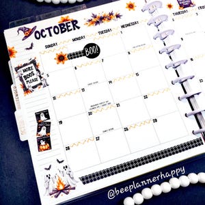 Printable October Monthly Planner Stickers ~ Halloween Ghosts and Fall ...