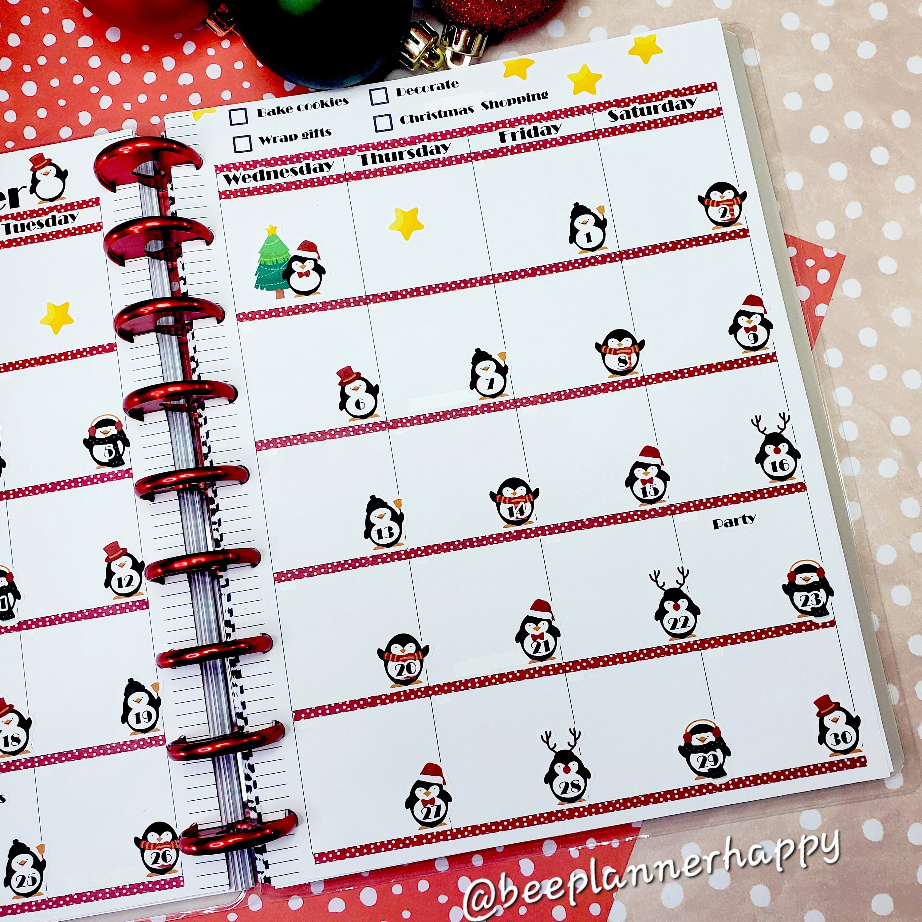 Printable Penguin Date Cover Stickers for Redating Planners - Etsy