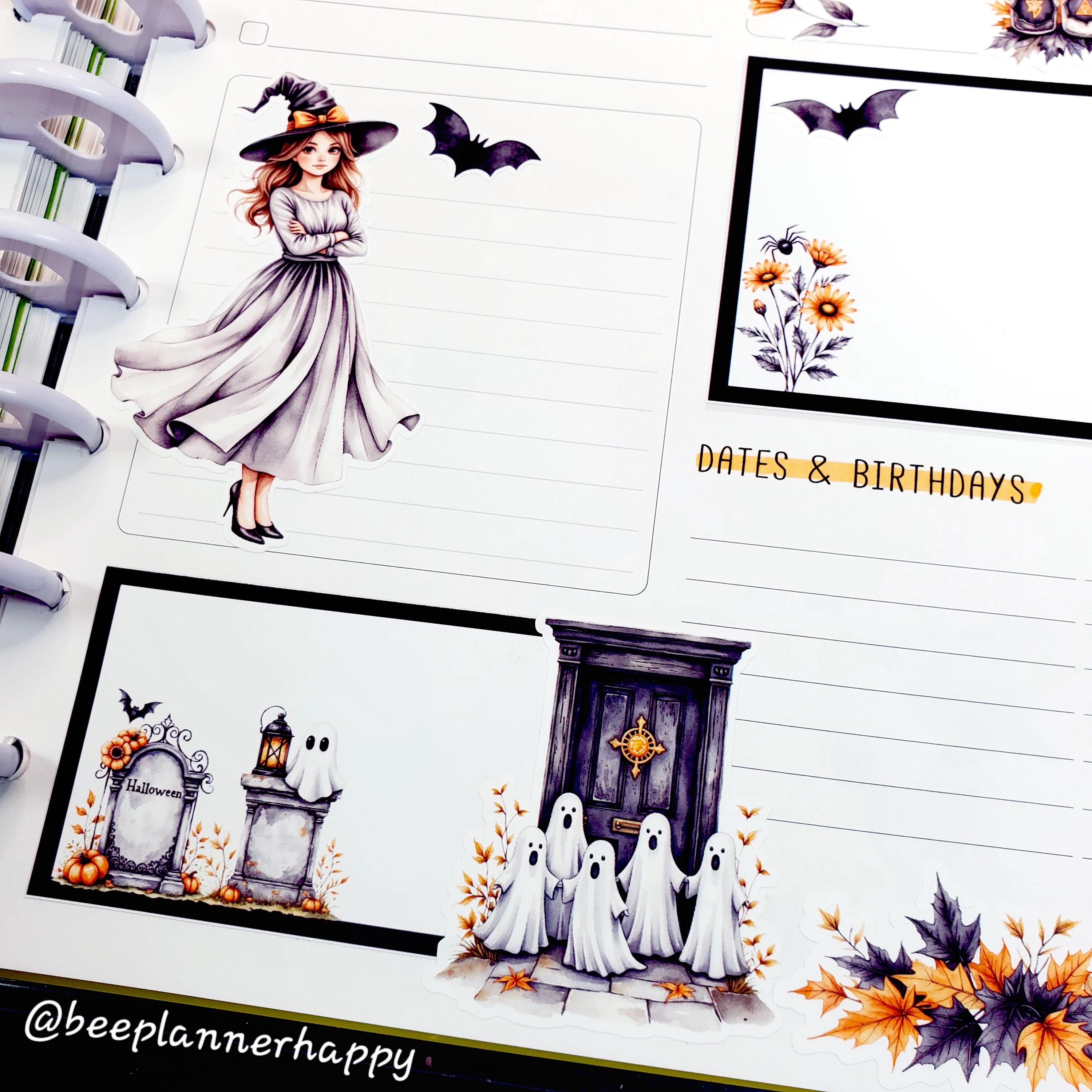 Printable October Halloween Planner Stickers | Spooky Cute Ghosts Fit ...