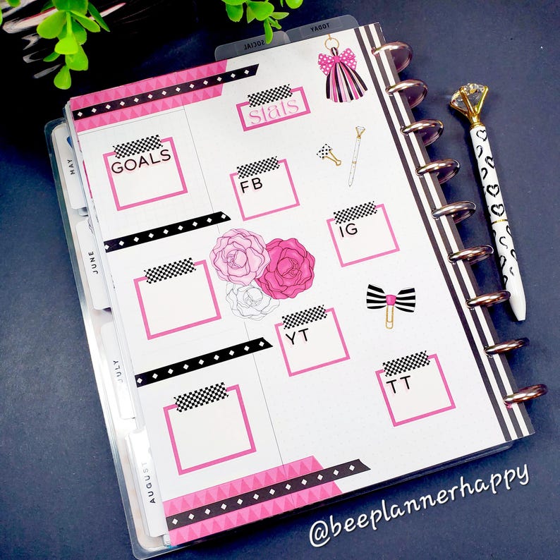 Printable Planner Box Stickers ~ Hot Pink Boxes With Black Checkerboard ...