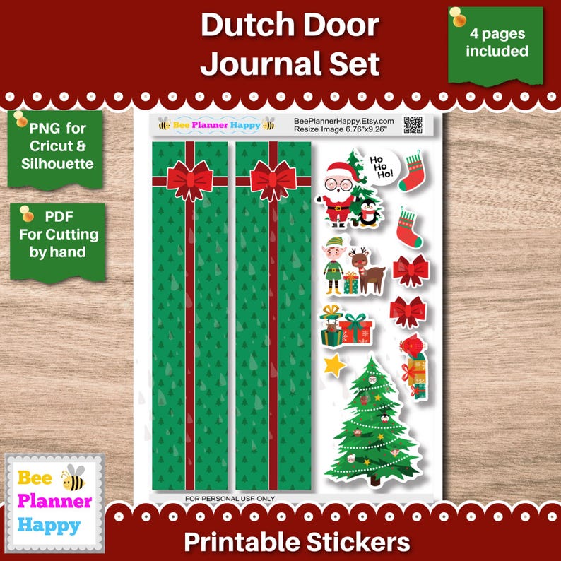 Christmas Dutch Door Journal Set Printable Stickers Kit - Etsy