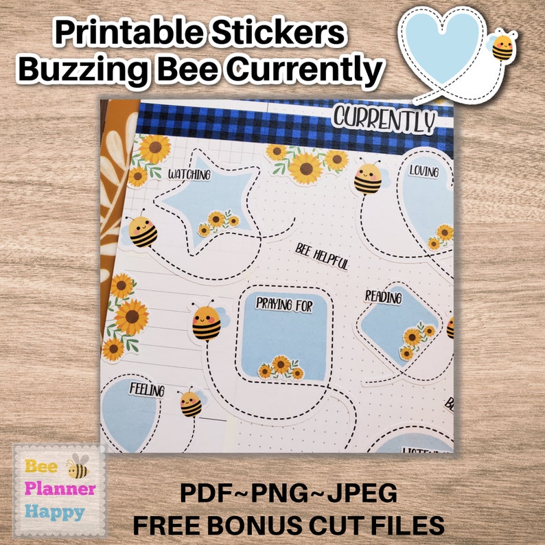Printable Currently Sticker Page ~ Cute Bee Boxes and Words for ...