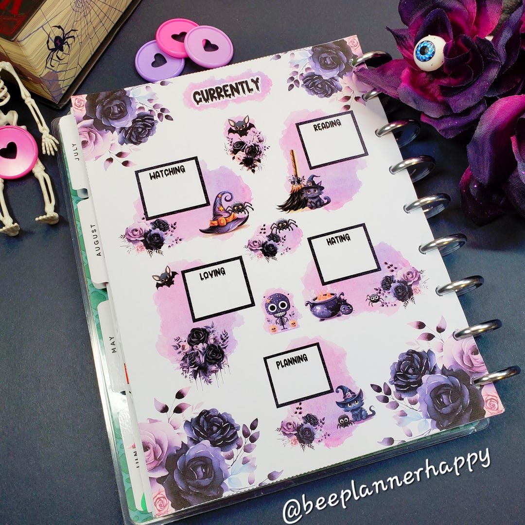 Printable Currently Page ~ Cute Spiders and Black Cats Halloween ...