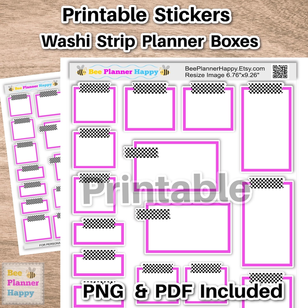 Printable Planner Box Stickers ~ Hot Pink Boxes With Black Checkerboard ...
