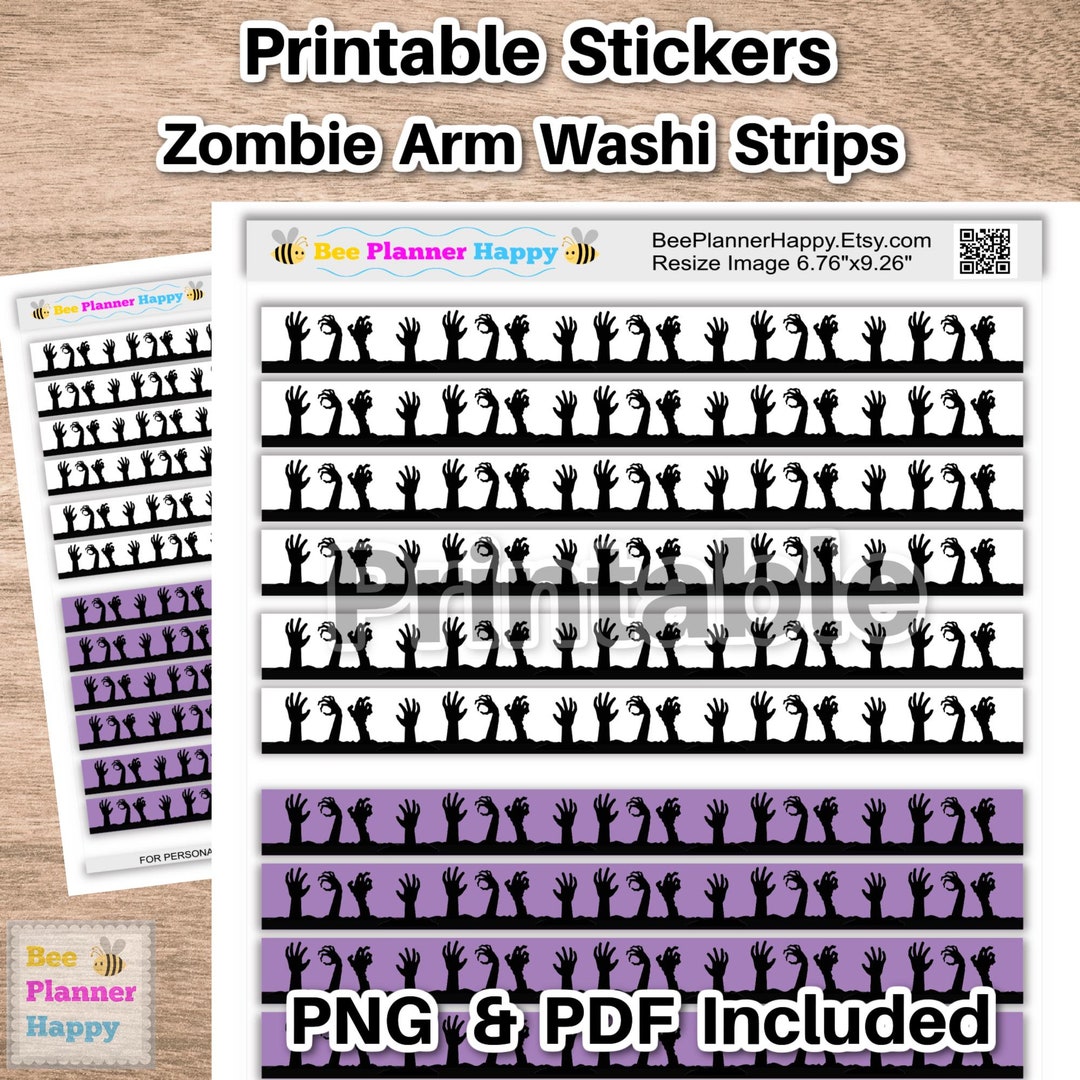 Printable Zombie Arm Washi Strips for Planners, Journals, Download ...