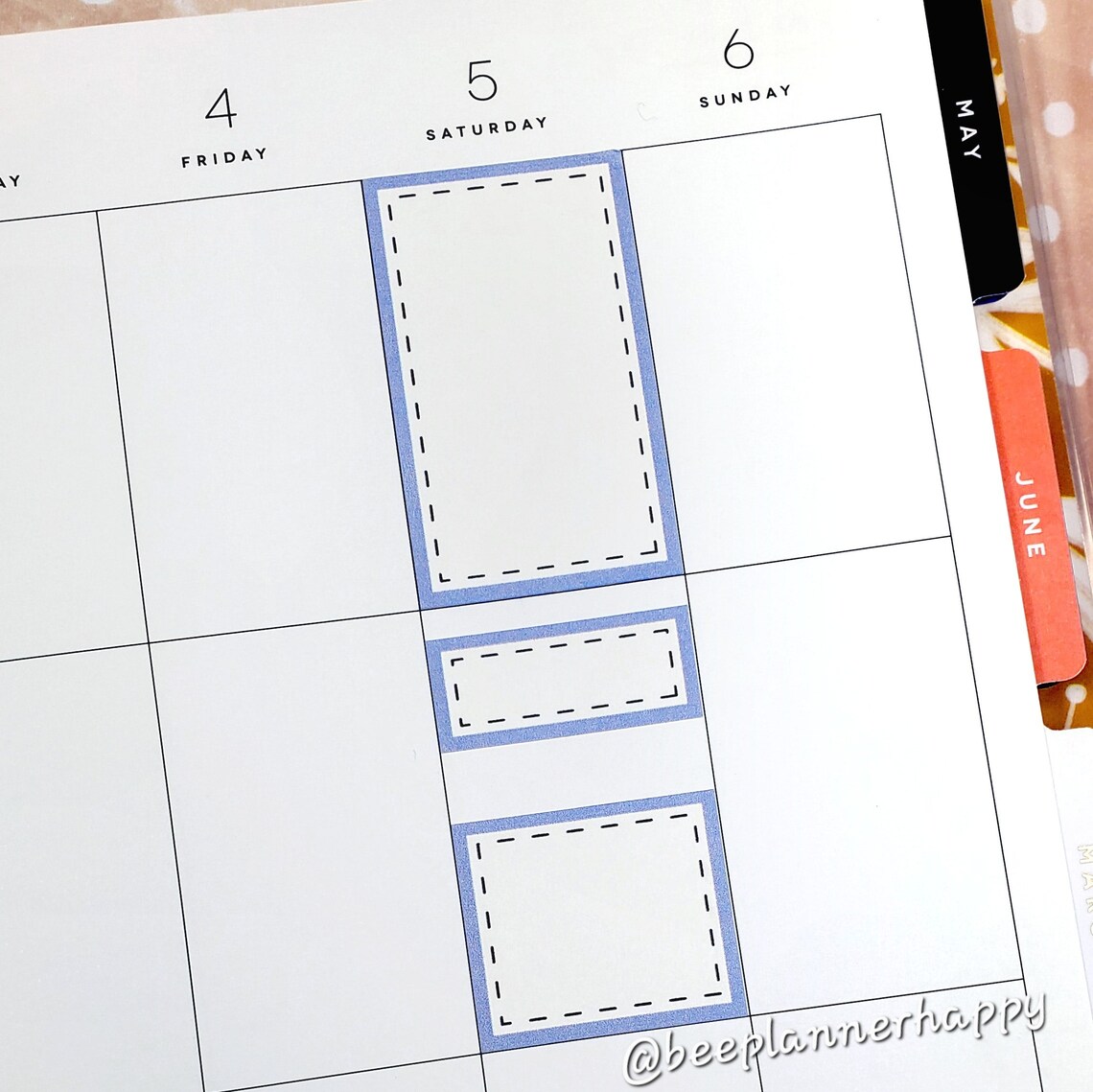 Printable Planner Box Stickers ~ Periwinkle Decorative Dash Line Boxes ...