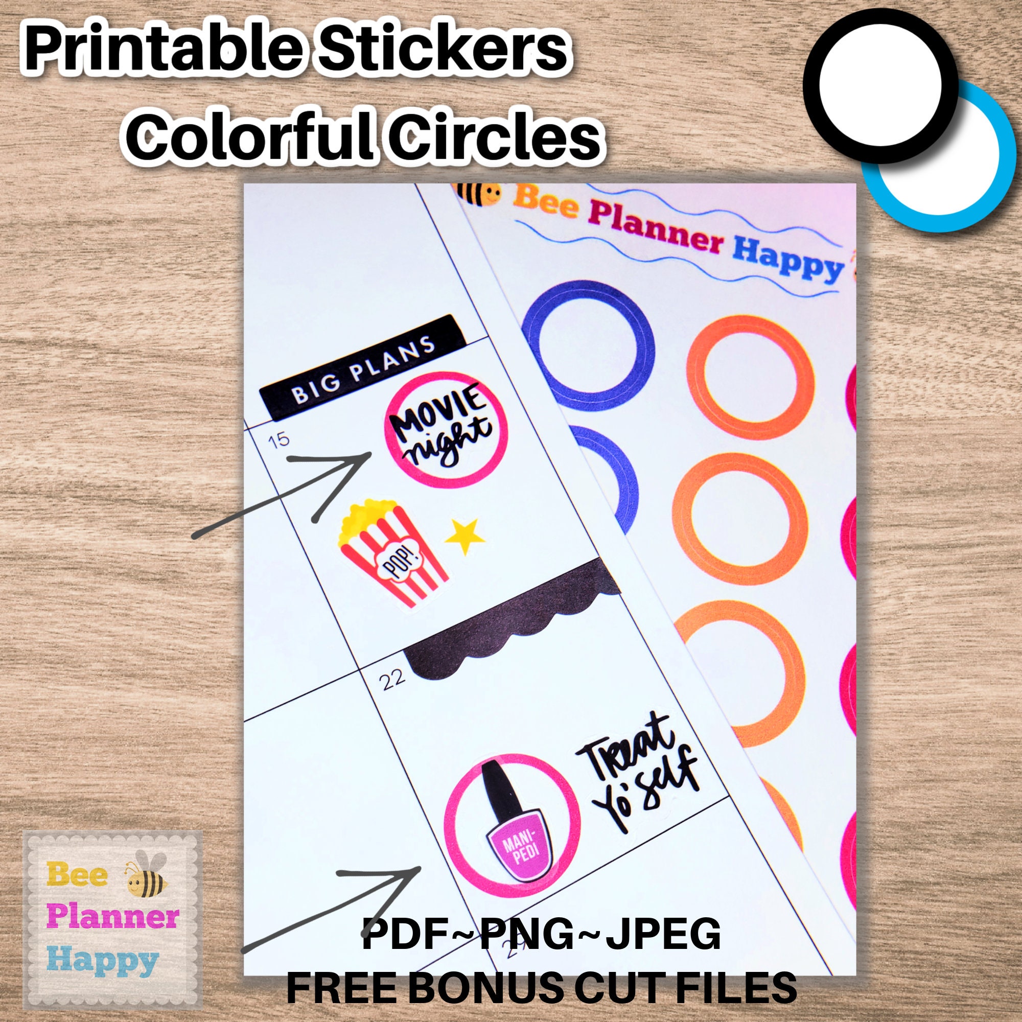 Printable Colorful Circle Stickers for Planners, Journals, Diaries ...