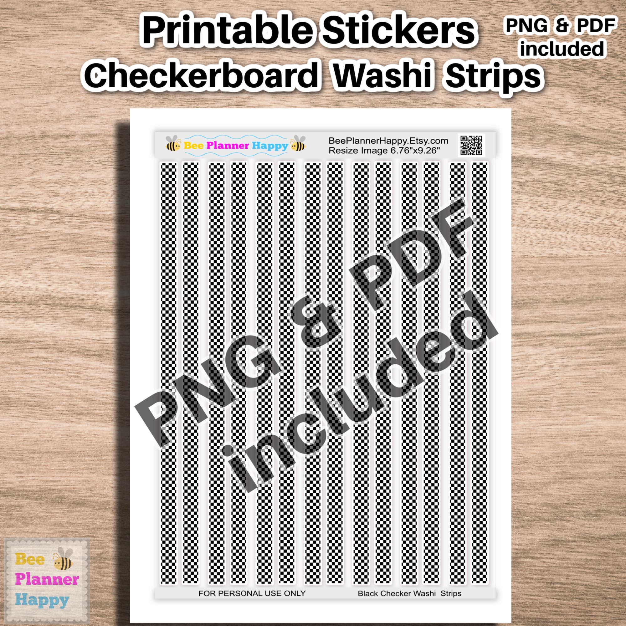 Printable Black Checkerboard Washi Strips for Planners, Journals ...